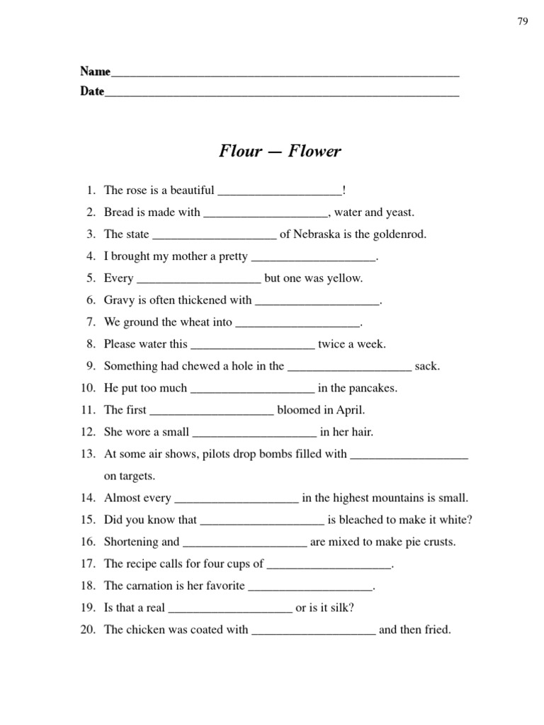 Homophones-Flour, Flower | PDF