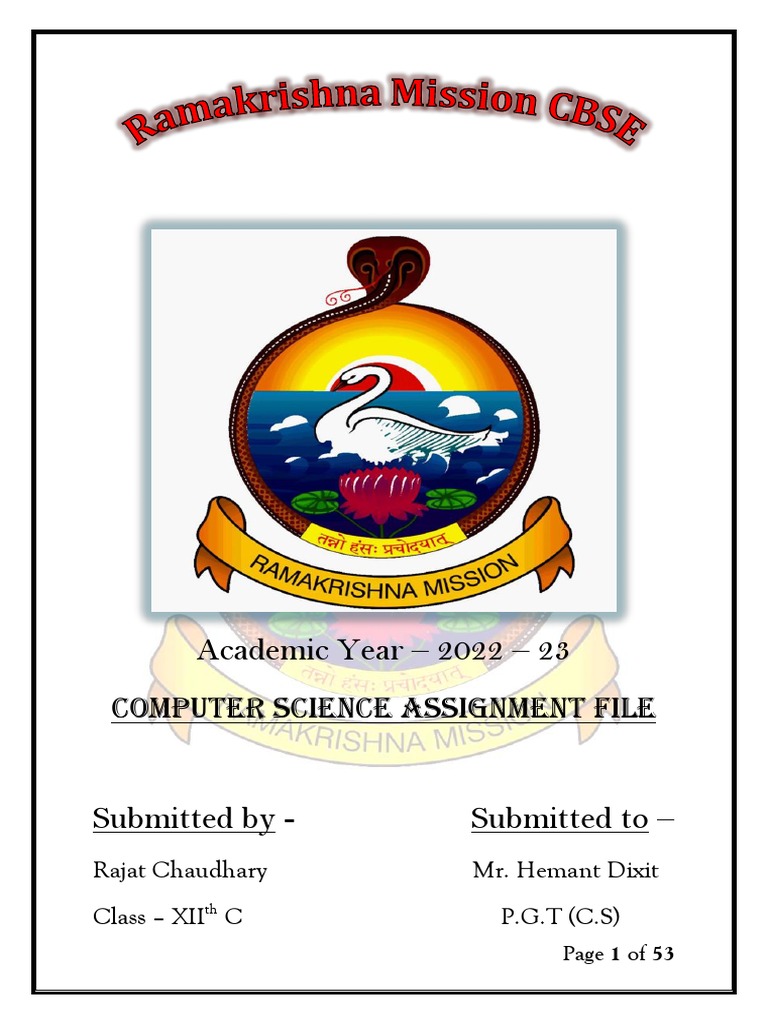 Rajat Cs Assignment File Pdf Computer Program Programming
