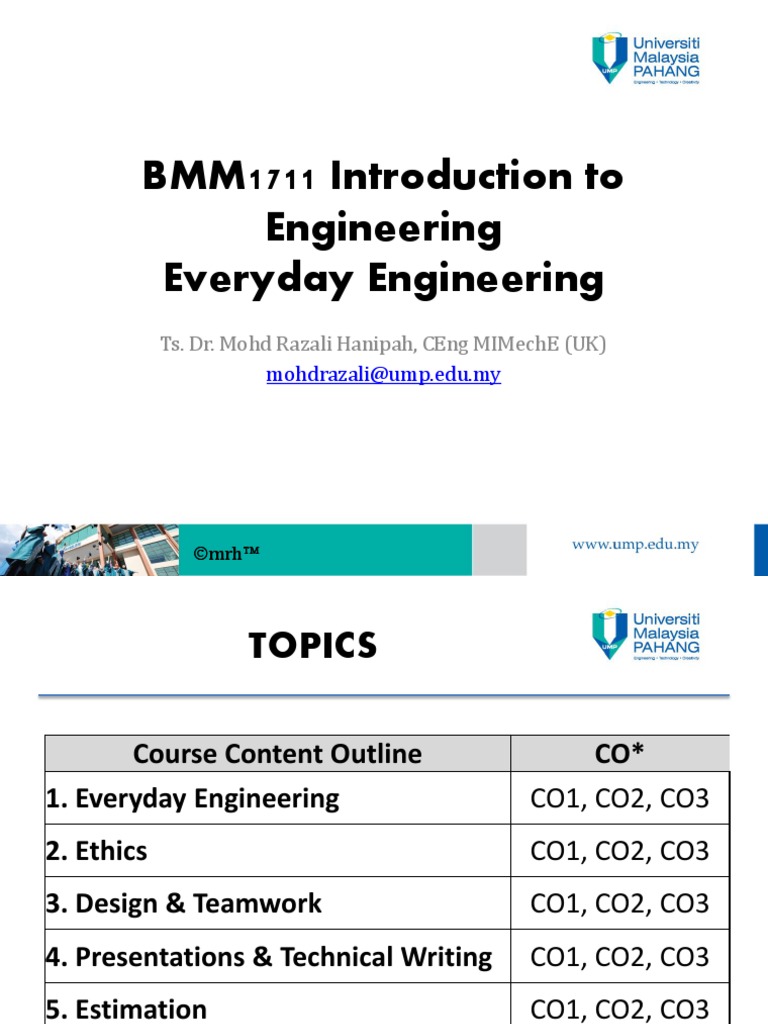 BMM1711 Intro To Engineering 01 MRH | PDF | Engineering