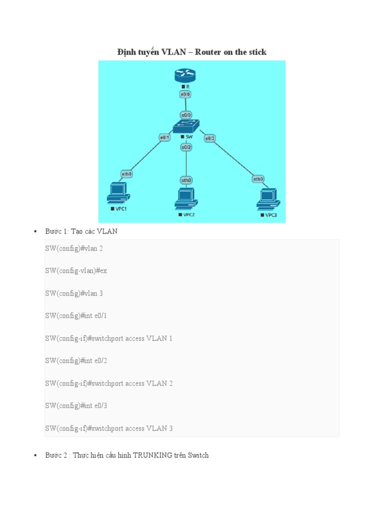 Dinh Tuyen VLAN - Router On The Stick | PDF