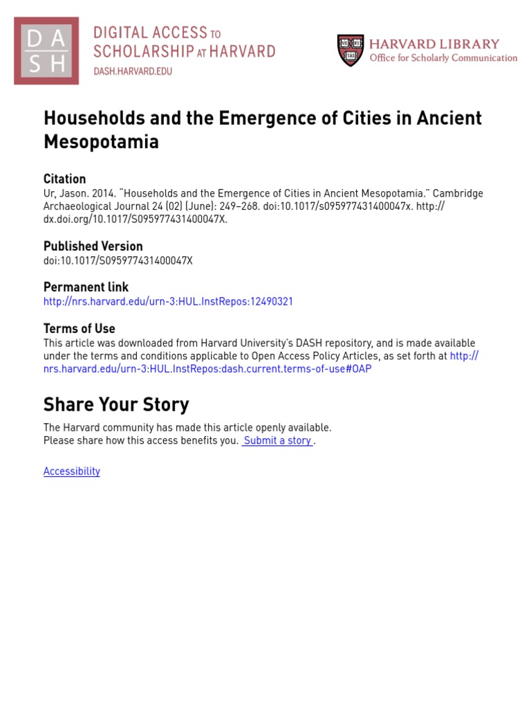 Jason Ur, Household and The Emergence of Cities in Ancient Mesopotamia ...