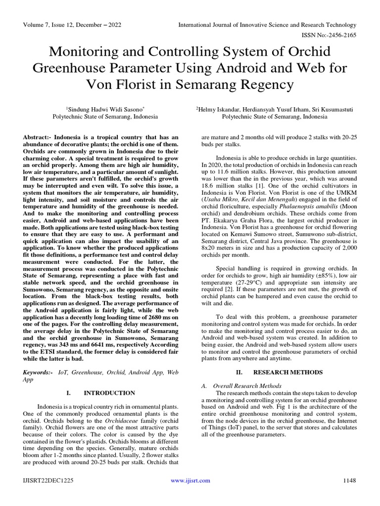 Monitoring and Controlling System of Orchid Greenhouse Parameter Using ...