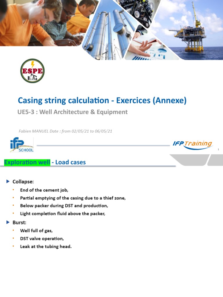 Well Architecture & Equipment - Exercises With Solutions en v00 FD | PDF | Casing (Borehole ...