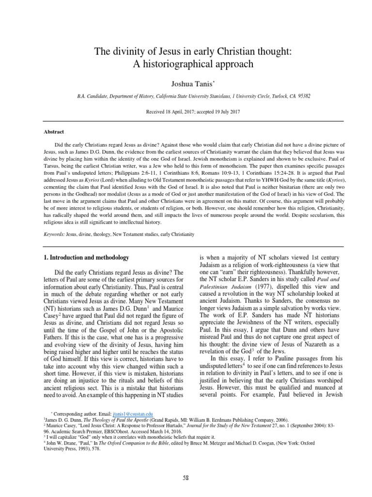 Divinity of Jesus in Early Christian Thoughts | PDF | Paul The Apostle ...