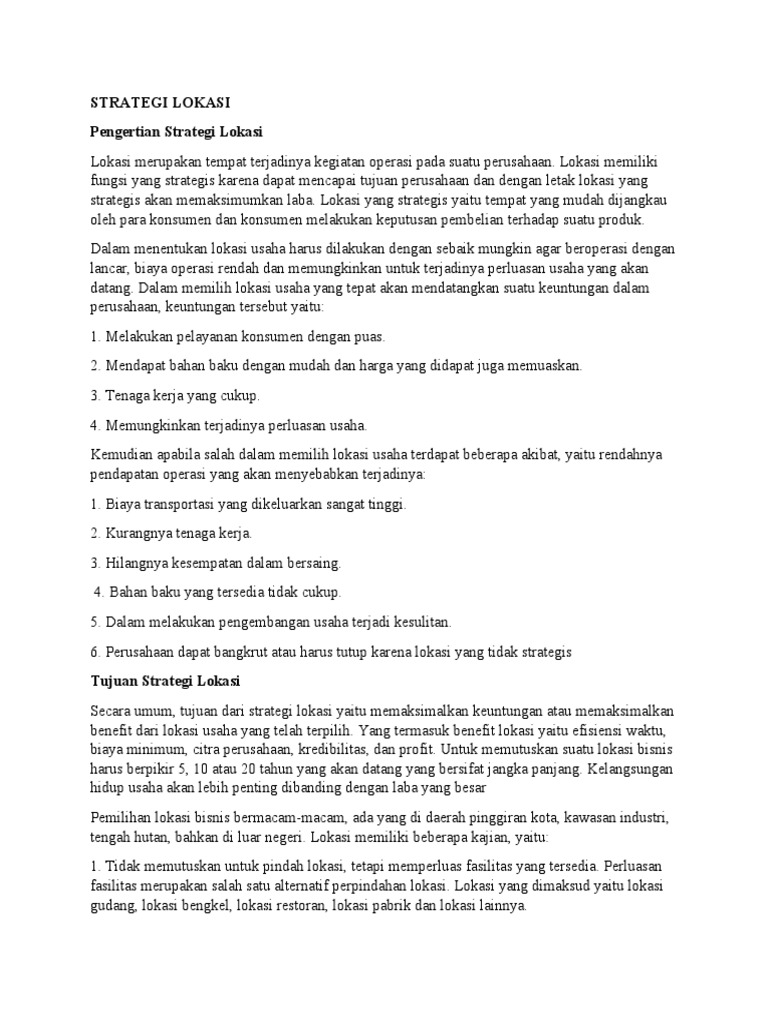 Strategi Lokasi | PDF | Bisnis