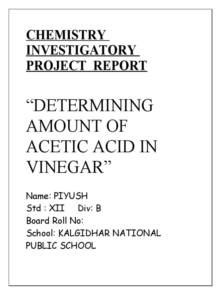 Chemistry Investigatory Project Report | PDF | Titration | Chemistry