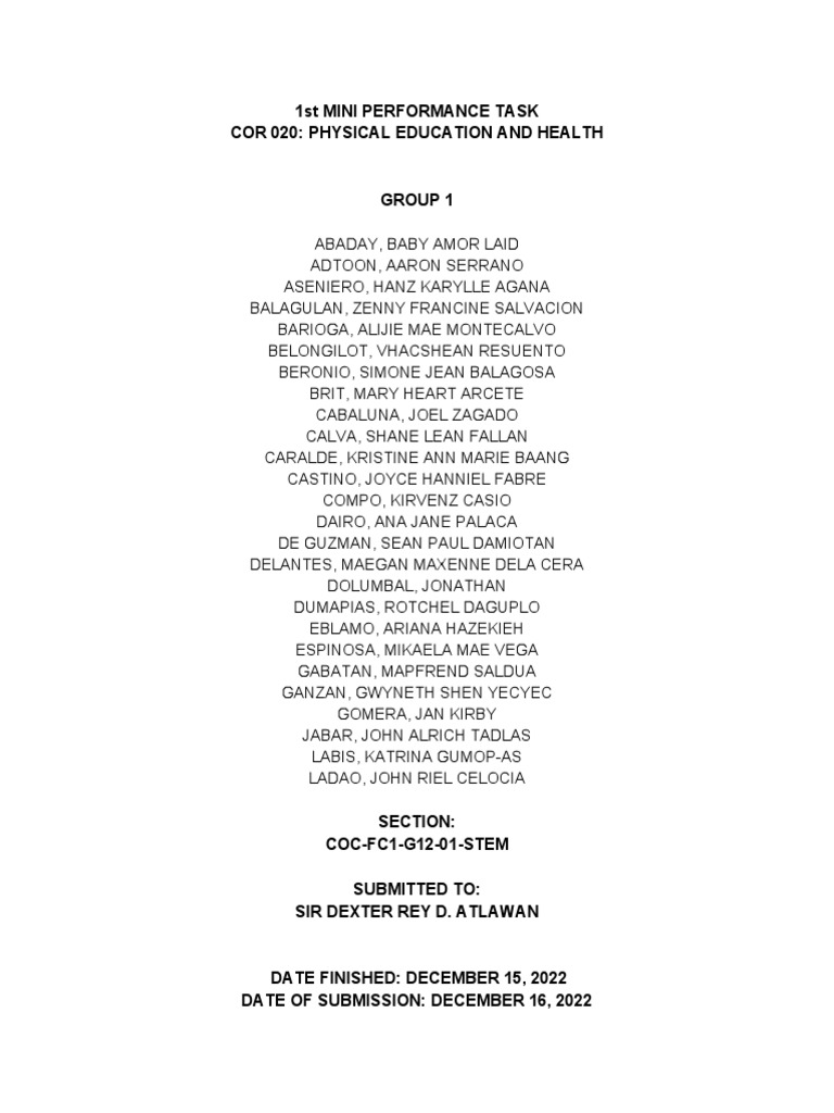 Cor 020 Mini PT - Group 1 - FC1 G12 01 Stem | Download Free PDF | Self Esteem | Mental Health