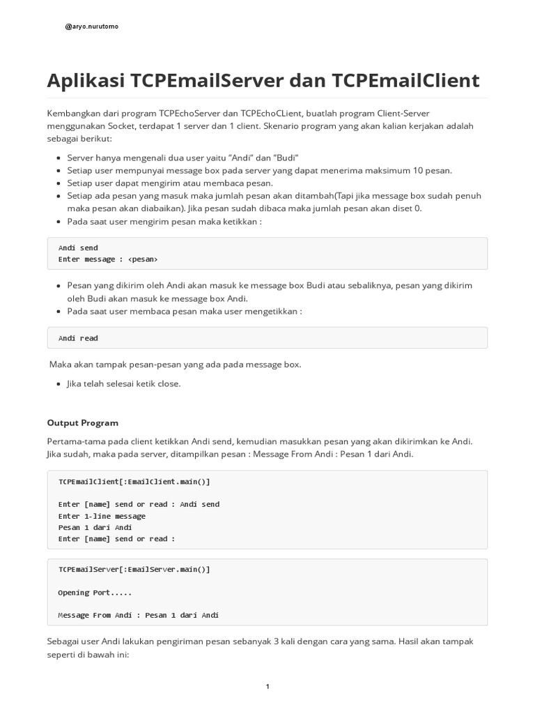 TCPEmailServer TCPEmailClient | PDF | Komputer
