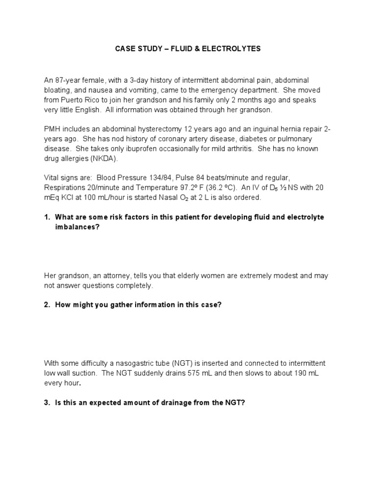 Case Study Fluids Electrolytes | PDF