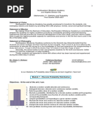 Statistics and Probablity SHS 11-Module 1 - Week1 | PDF | Random Variable | Probability Distribution