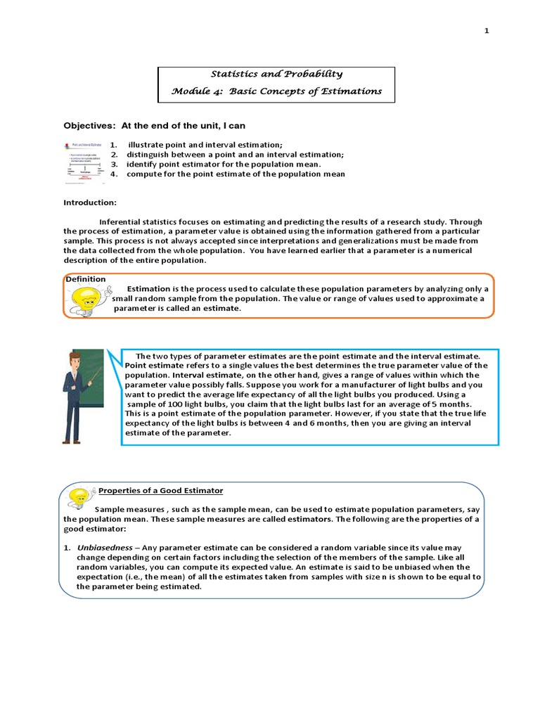 Statistics and Probability Module 4 Moodle | PDF | Estimator | Statistics