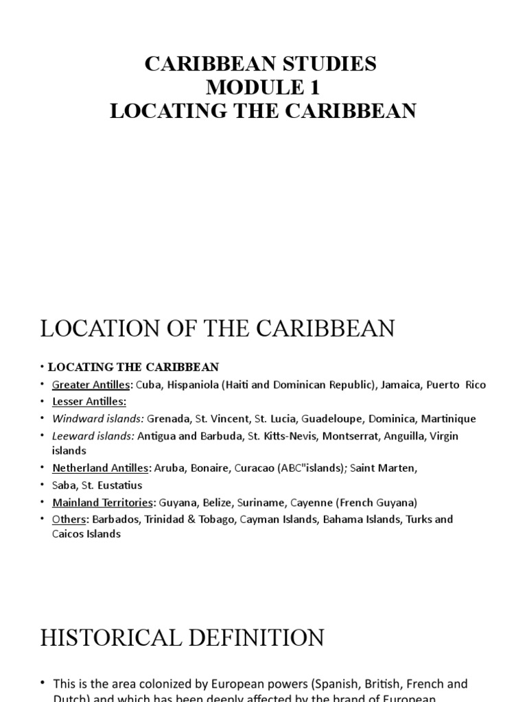 Carib Studies Module 1 Locating The Caribbean | PDF | Caribbean | Lesser Antilles