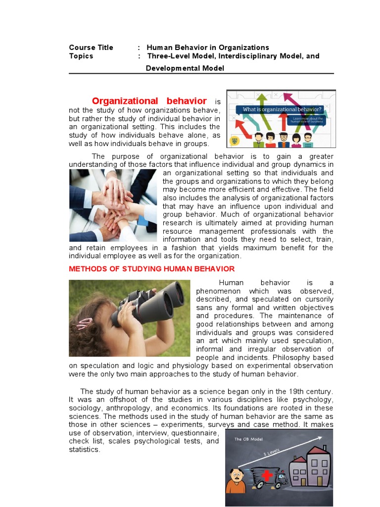 Human Behavior in Organization - Three-Level Model, Interdisciplinary ...