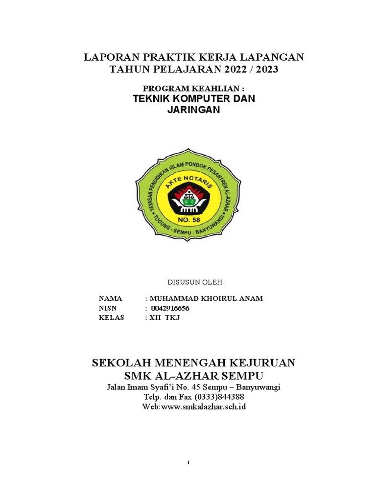 Laporan Pkl Muhammad Khoirul Anam Pdf 