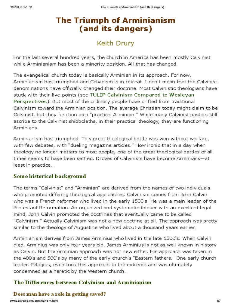 The Triumph of Arminianism (And Its Dangers) | PDF | Arminianism ...