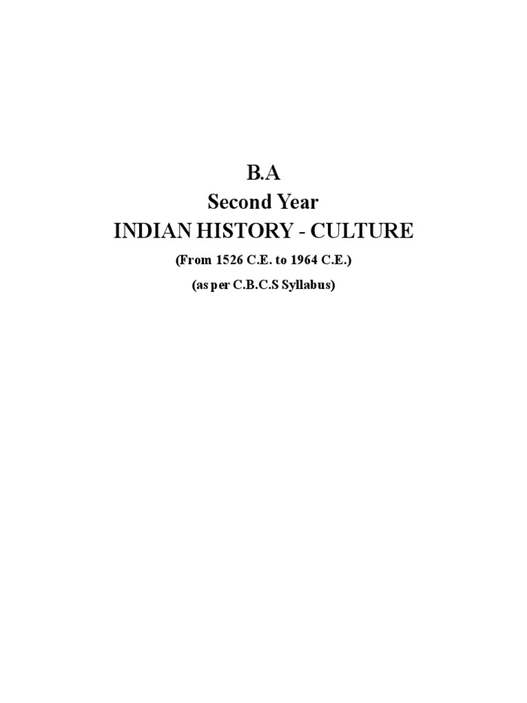 B.A. II Indian Histroy Culture | PDF | Mughal Empire | Timurid Dynasty