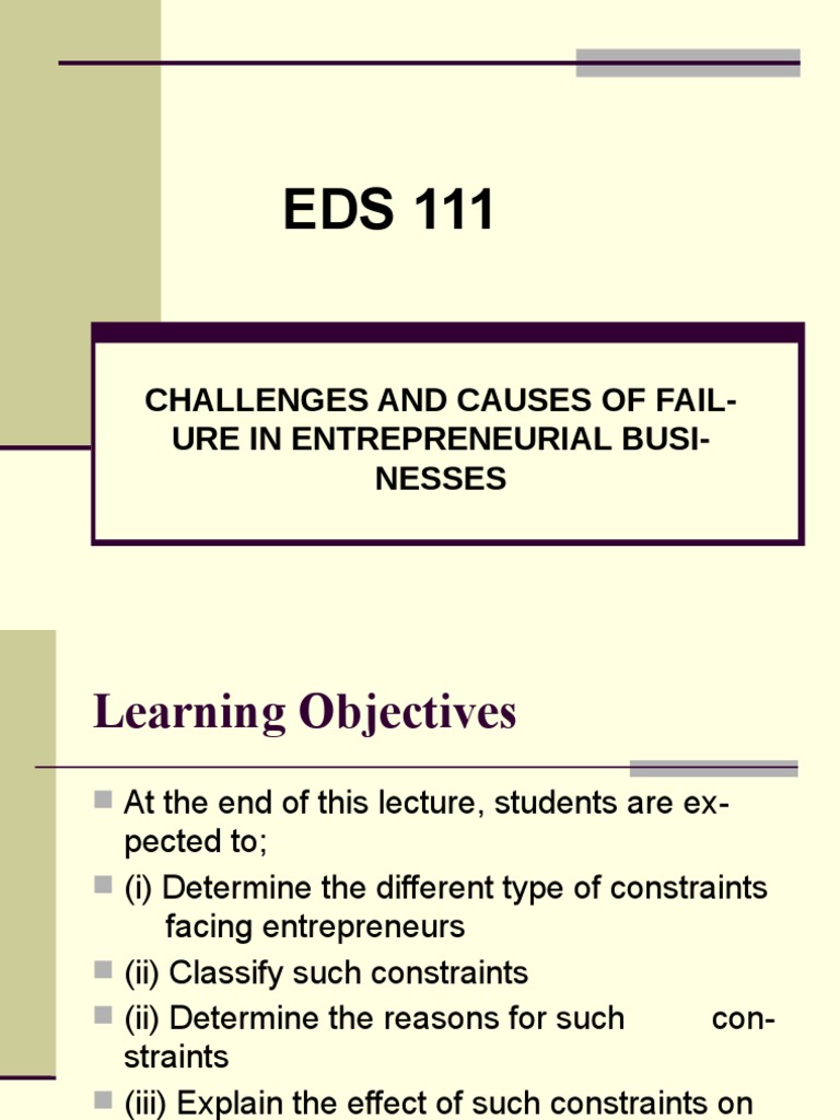 EDS 111 Week 7 Contraints Facing Entreprneurs | PDF | Entrepreneurship ...
