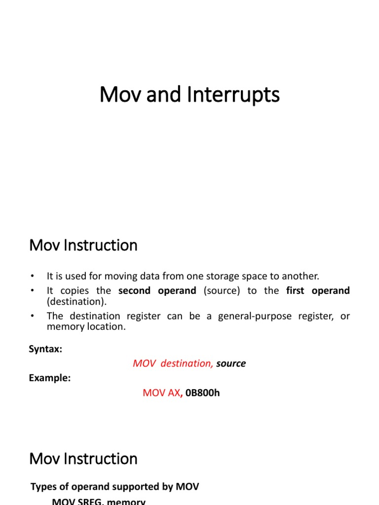 Mov And Interrupts Lesson Pdf Computer Architecture Computer Engineering