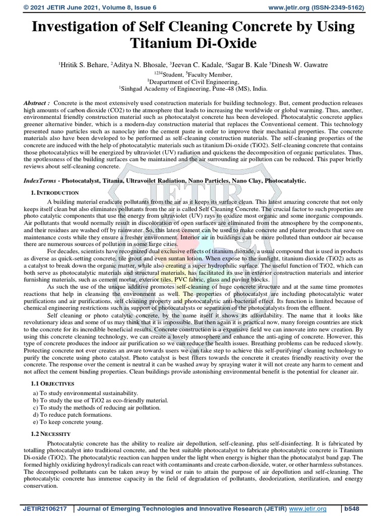 JETIR2106217 | PDF | Concrete | Titanium Dioxide