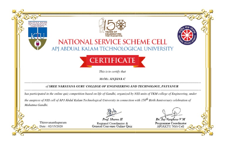 Anjana C Certificate | PDF
