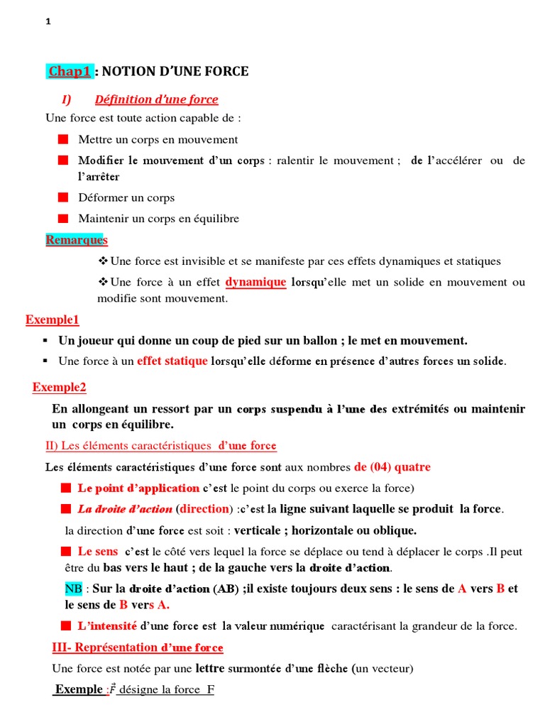 Chap1-Notion D'une Force | PDF | Obliger | Grandeur physique