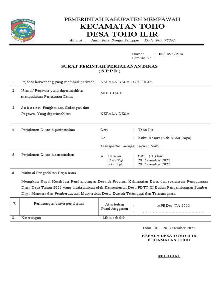 SPPD Kades Depan | PDF