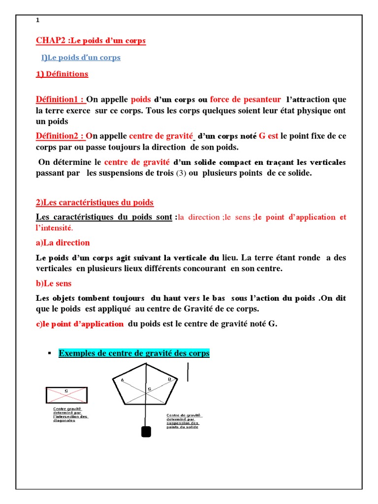 Chap2-Le Poids D'un Corps | PDF | Poids | Obliger
