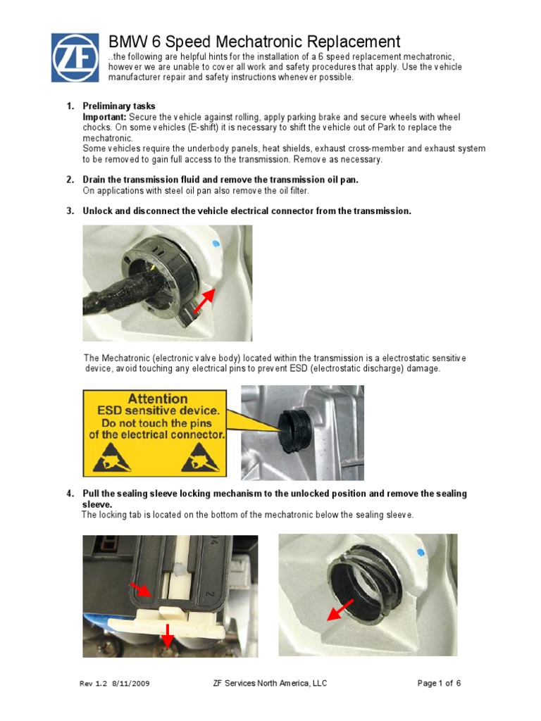 BMW 6 Speed Mechatronic Guide | PDF | Electrostatic Discharge | Screw