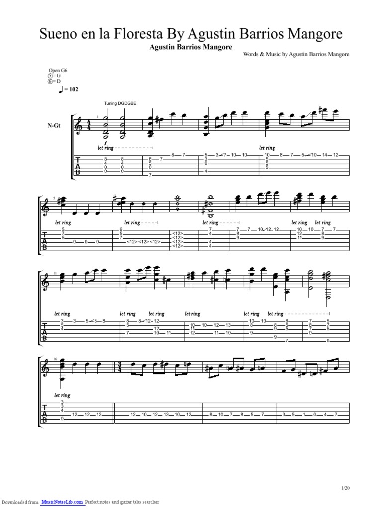 Sueno en la Floresta Guitar Tabs | PDF | Guitar Family Instruments ...