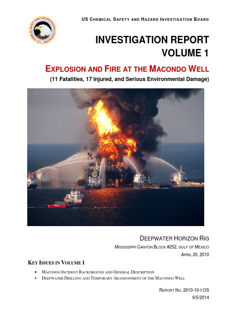 Explosion and Fire at The Macondo Well | PDF | Casing (Borehole ...