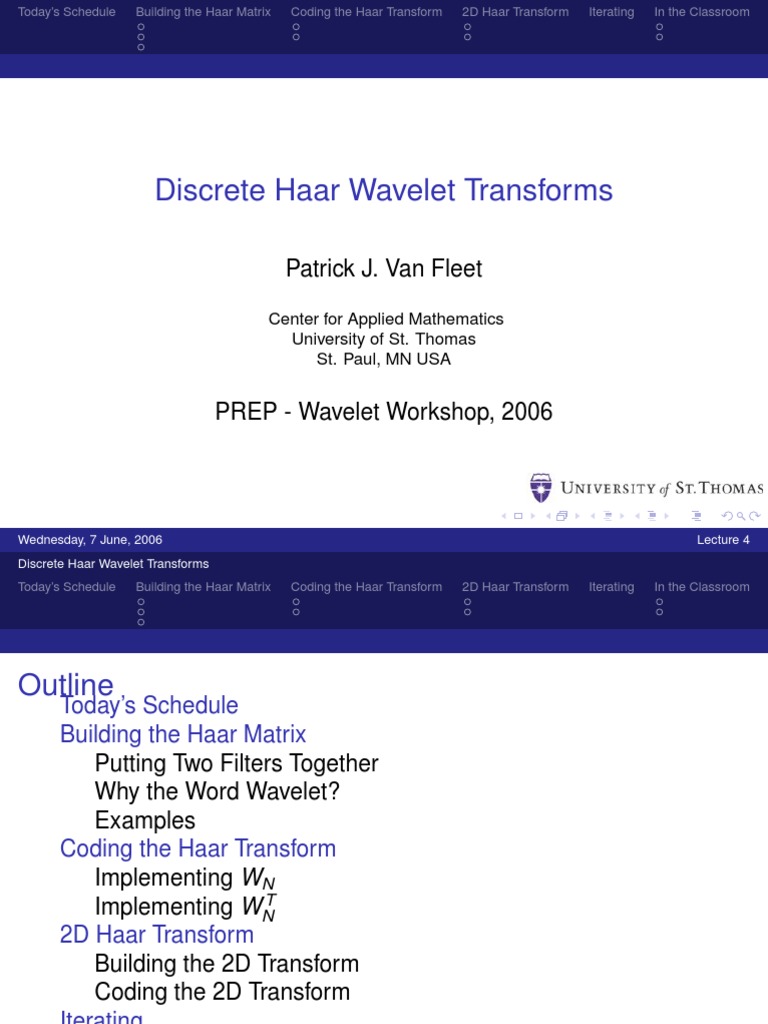 Discreet Haar Transform | PDF | Wavelet | Functional Analysis Discreet Haar Transform | PDF | Wavelet | Functional Analysis