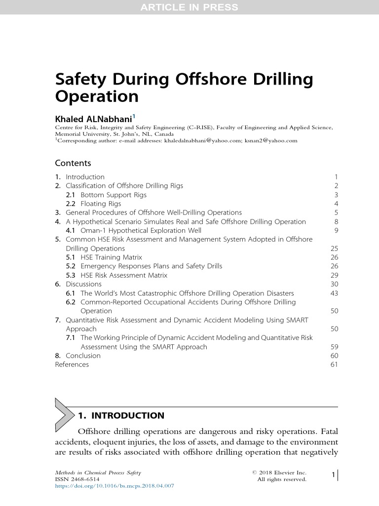 Safety Duing Offshore Drilling Operation | PDF | Casing (Borehole) | Oil Well
