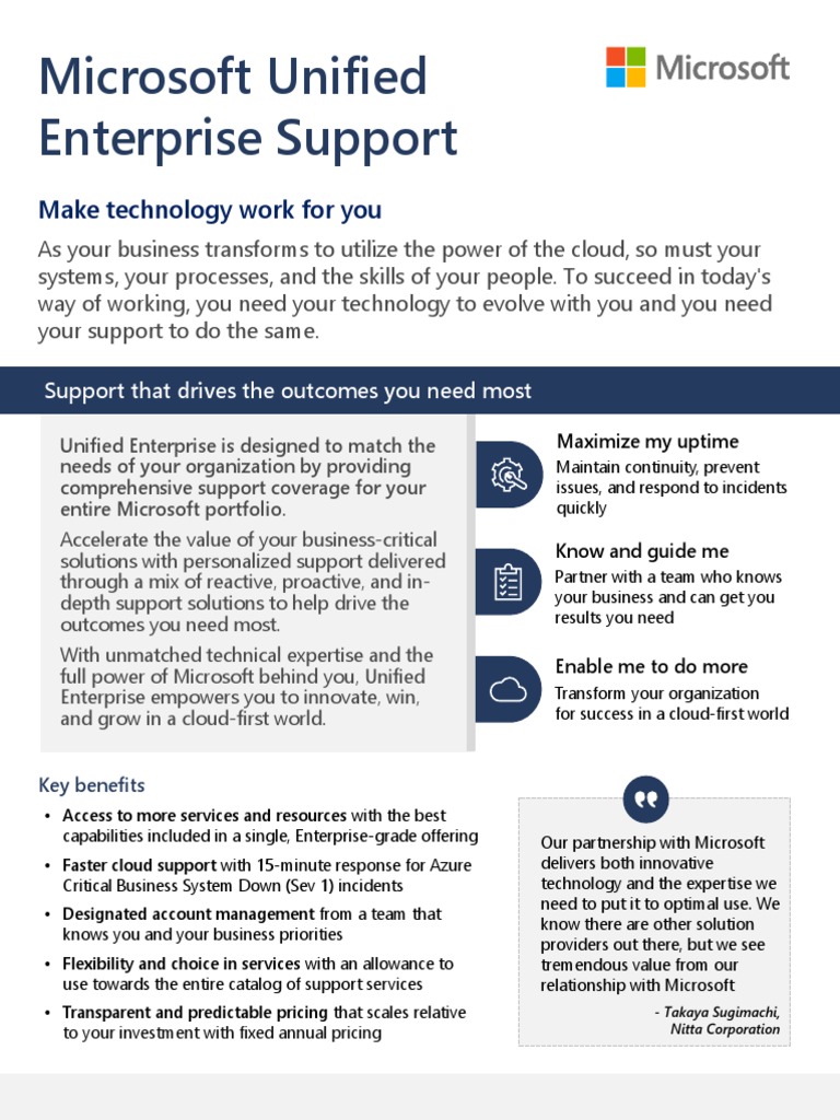 Microsoft Unified Enterprise Support Overview | PDF | Cloud Computing | Microsoft Azure