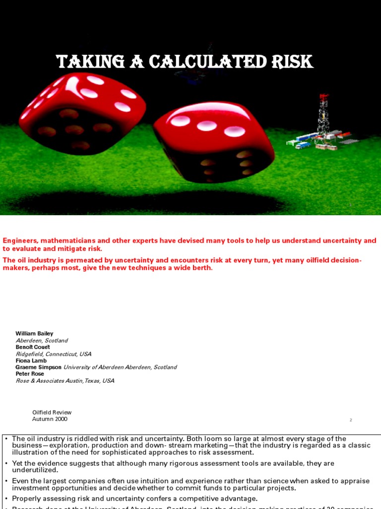 Taking A Calculated Risk | PDF | Net Present Value | Discounted Cash Flow