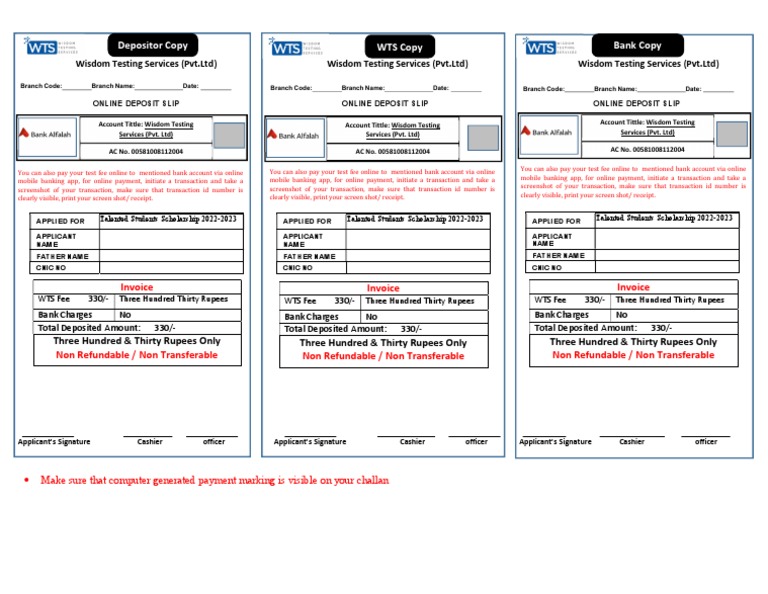WTS Chalan Form | PDF | Receipt | Banks