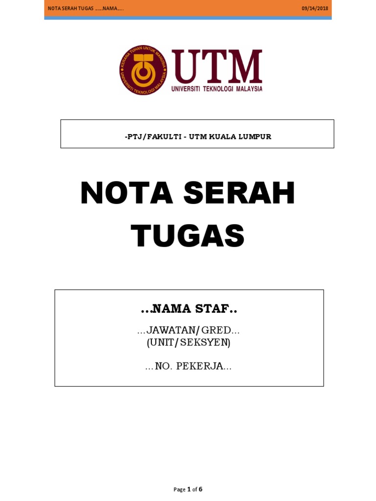Contoh Format Nota Serah Tugas Surat Jpa Bertarikh 19 Julai 1985 | PDF