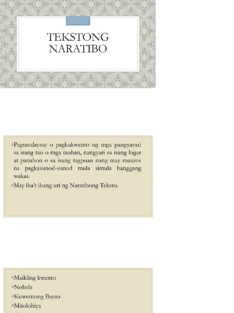 Pagbasa at Pagsusuri - Week 3 - Tekstong Naratibo | PDF