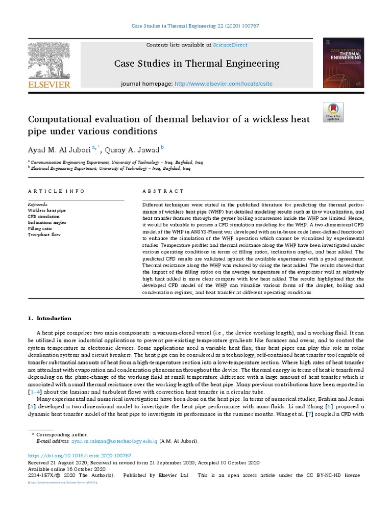 Computational Evaluation Of Thermal Behavior Of A W 2020 Case