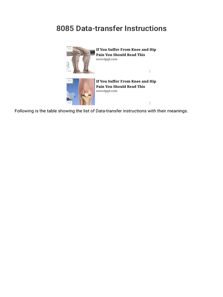 8085 Data-Transfer Instructions | PDF