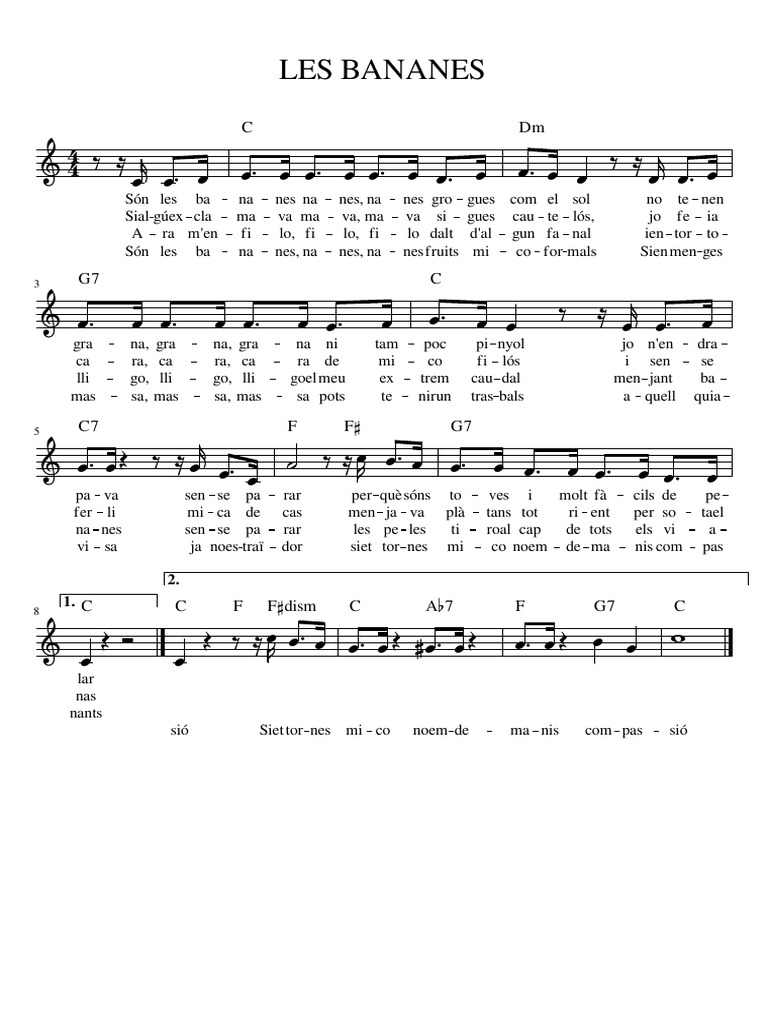 LES BANANES Partitura | PDF