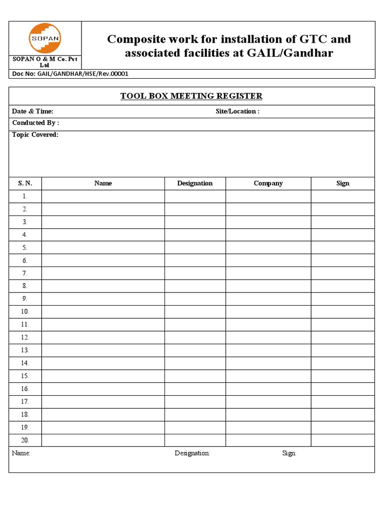 ToolBox-Talk Format New-1 | PDF