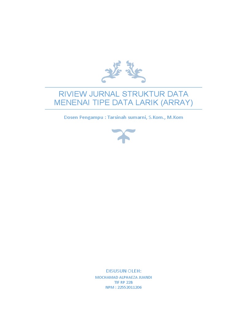 Riview Jurnal Struktur Data Menenai Tipe Data Larik | PDF | Komputer