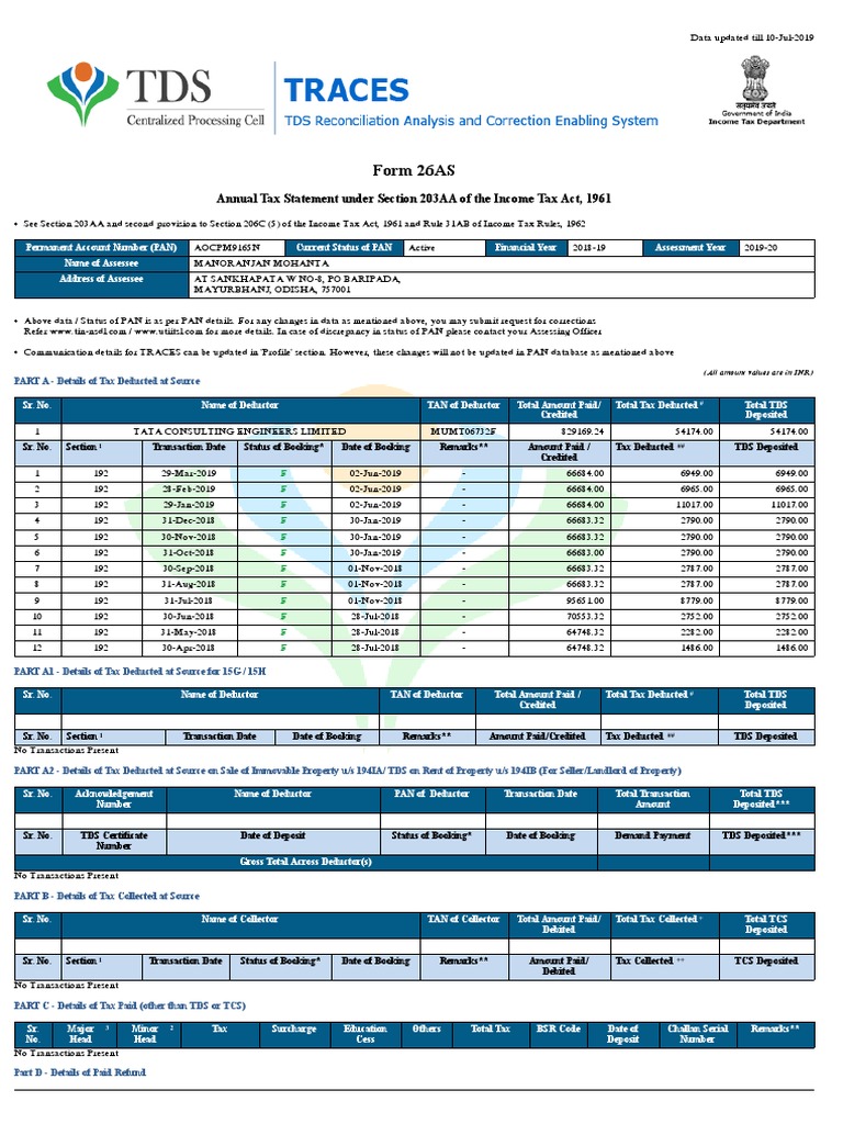 26as Sample | PDF | Taxes | Tax Refund