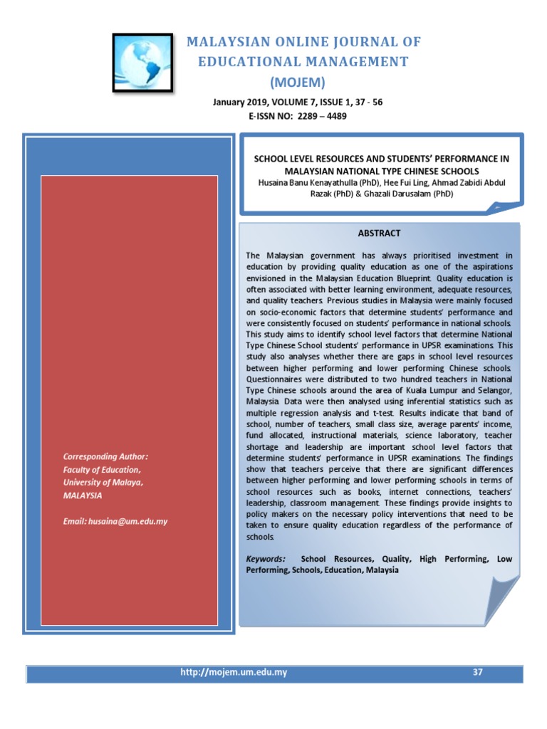 Malaysian Online Journal of Educational Management (Mojem) | PDF ...