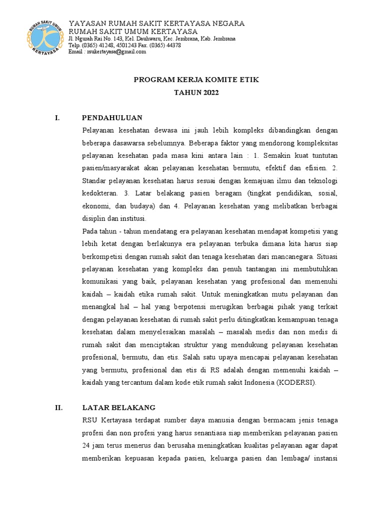 Program Kerja Komite Etik | PDF | Kesehatan Holistik