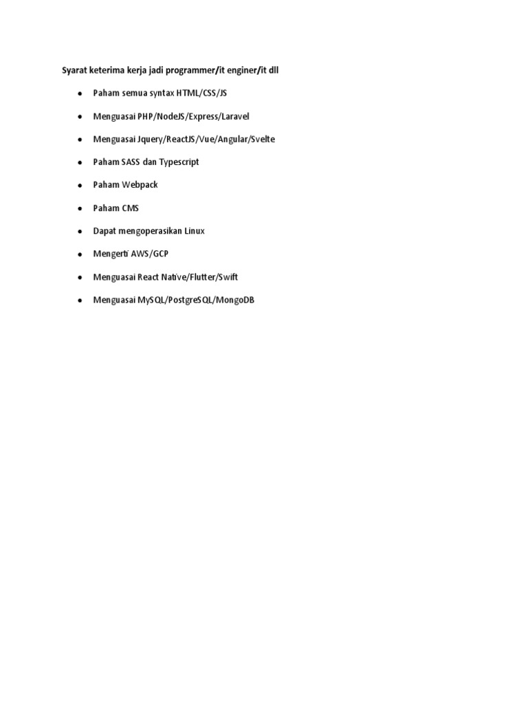 Syarat Kerja Programmer: Skill & Tools | PDF | Komputer