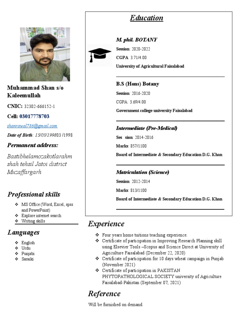 Shan CV | PDF | Pakistan | South Asia