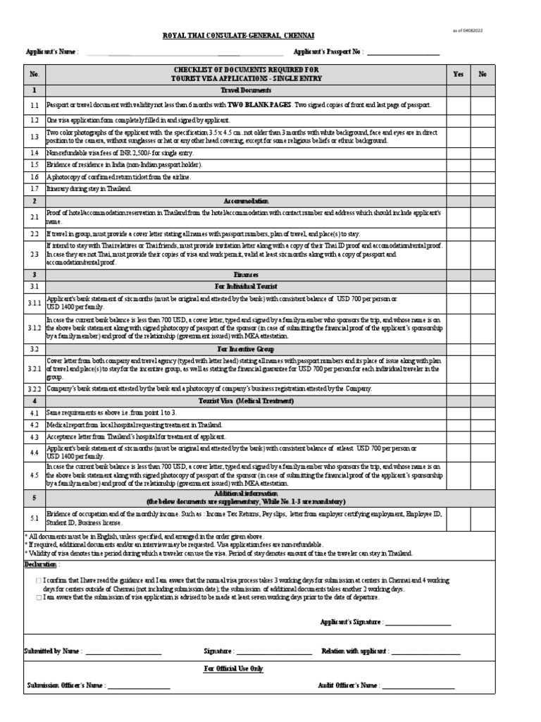 Checklist Thailand Visa | PDF | Travel Visa | Passport Checklist Thailand Visa | PDF | Travel Visa | Passport