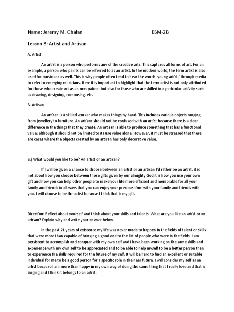 Artist vs Artisan: Understanding the Difference | PDF | Self | Artisan