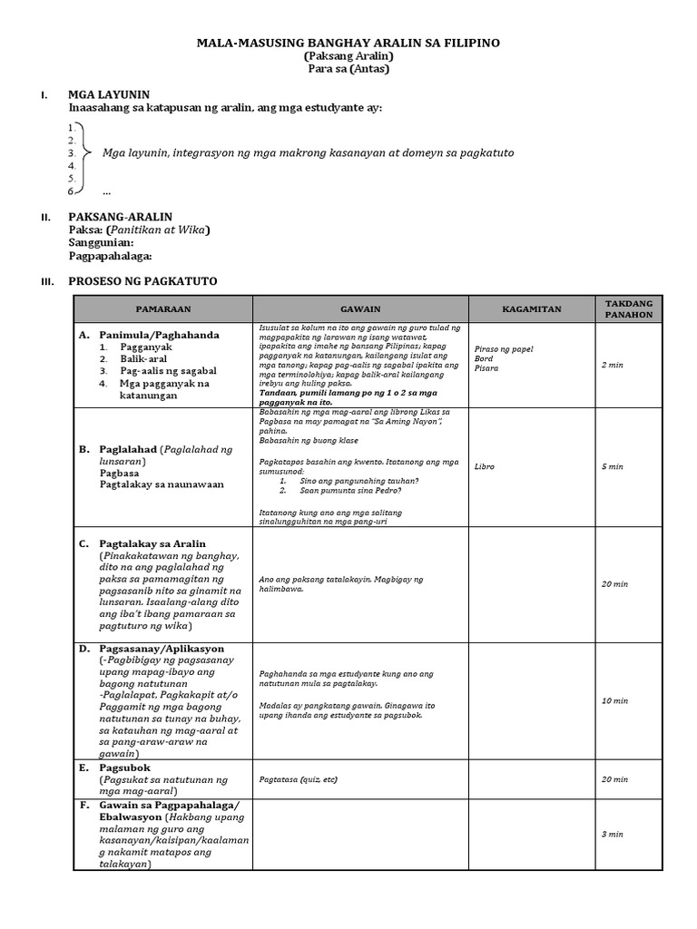Mala-Masusing Banghay-Aralin | PDF